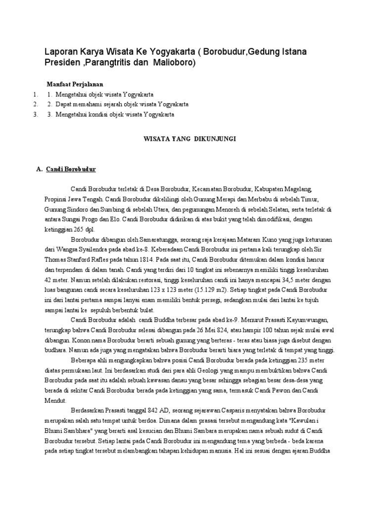 Laporan Karya Wisata Ke Yogyakarta | PDF