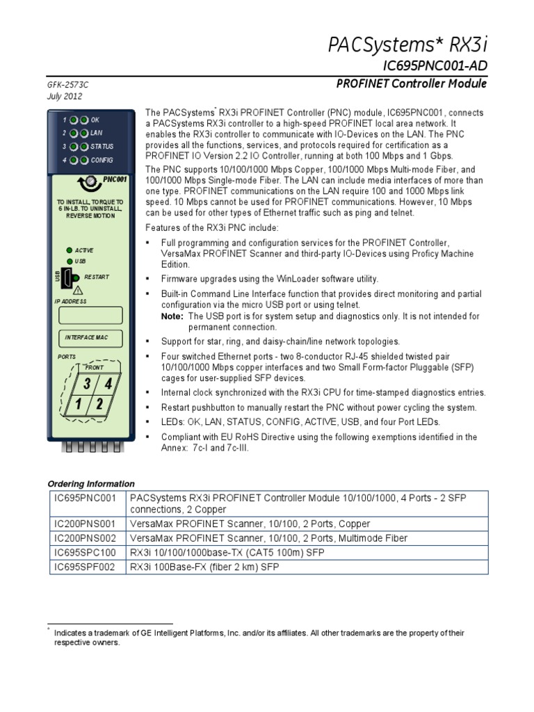 06 - MODULE DE COMMUNICATION PROFINET RX3i | PDF | Computer Network | Input/Output