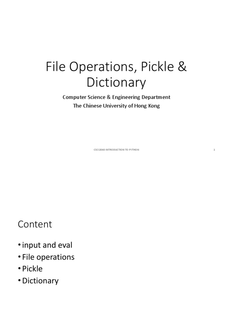 Pickling Dictionaries in Python | PDF | Scope (Computer Science ...