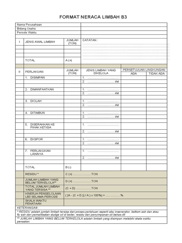 Format Neraca Limbah B3 | PDF