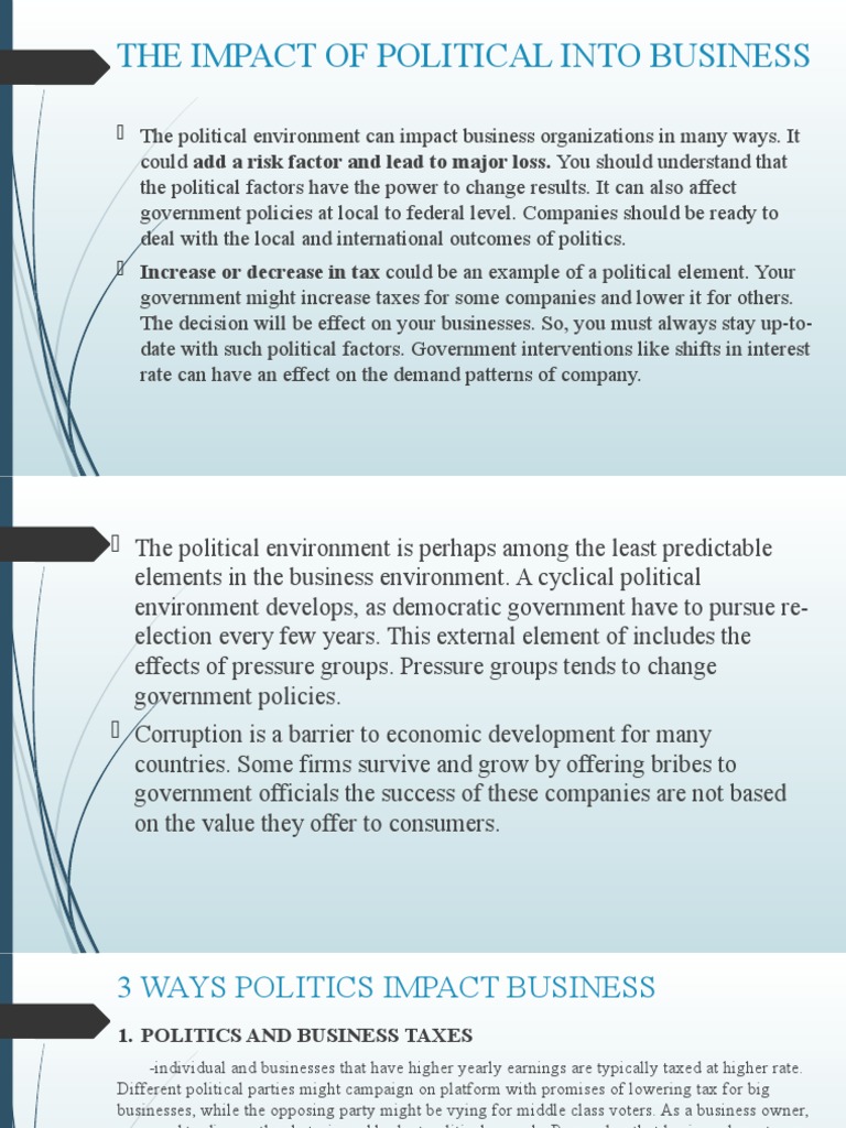 Political Impact on Business Operations | PDF | Taxes | Employment
