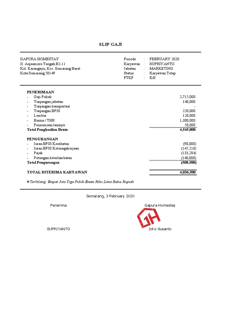 Slip-Gaji SUPRIYANTO | PDF