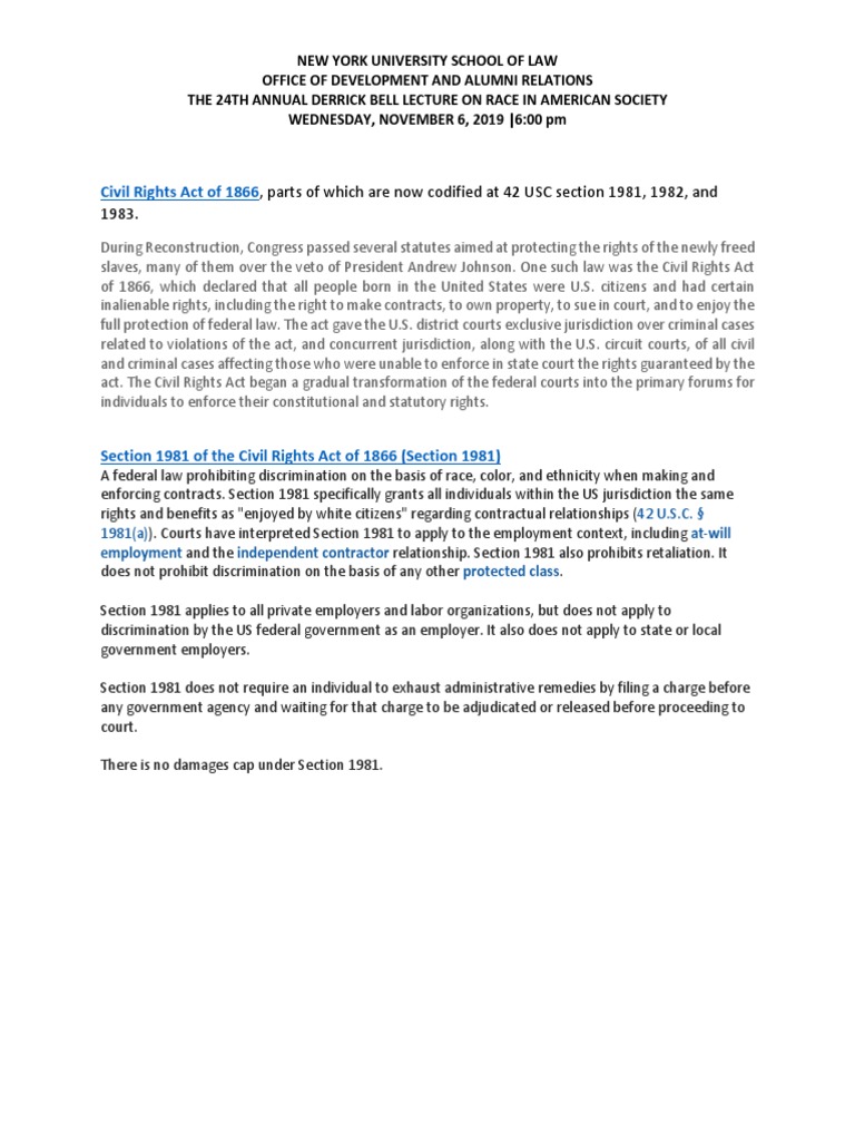 Section 1981: Rights Under Civil Rights Act | PDF