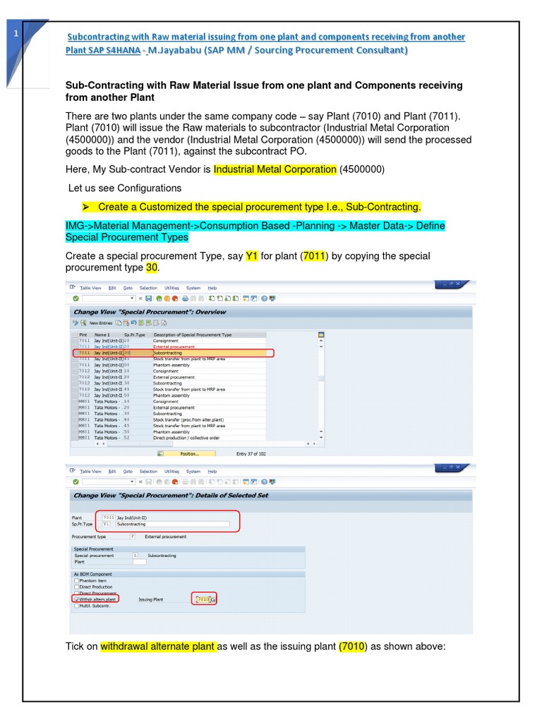 SAP MM - Subcontracting Process | PDF | Subcontractor | Procurement