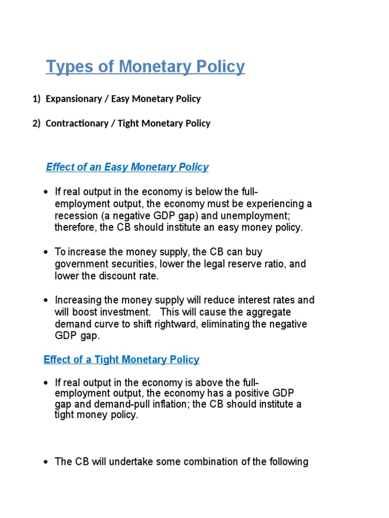 Monetary Policy 9 - Types of Monetary Policy | PDF | Business | Finance ...