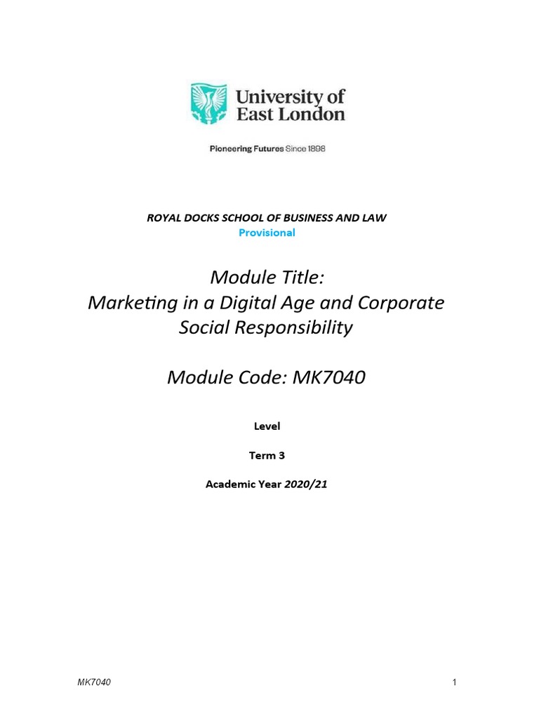 MK7040 Module Guide - 2020-21 T3 Marketing | PDF | Turnitin | Critical ...