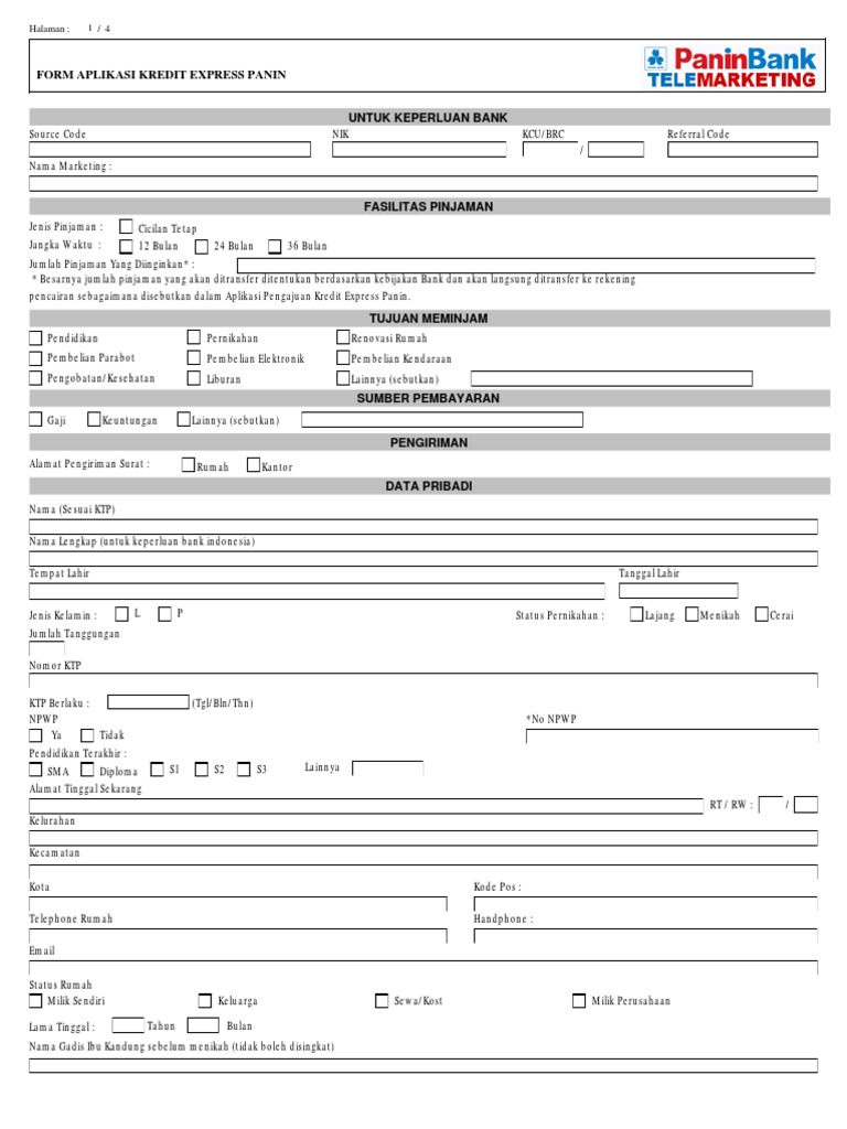 Form Aplikasi PL Express | PDF