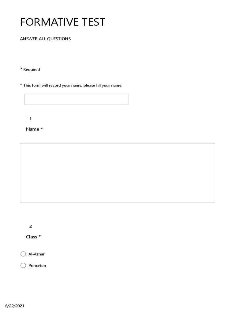 Examples FORMATIVE TEST (Preview) Microsoft Forms | PDF | Insurance ...