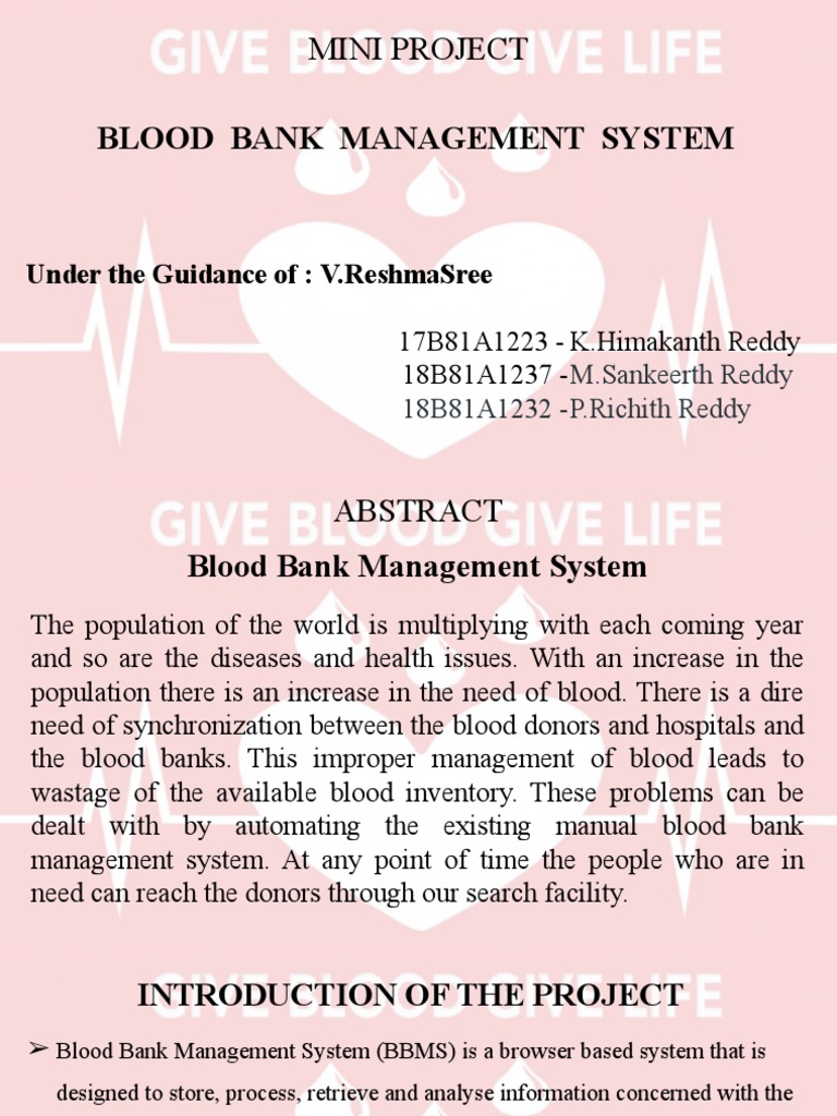 Final BBMS | PDF | Blood Donation | Databases