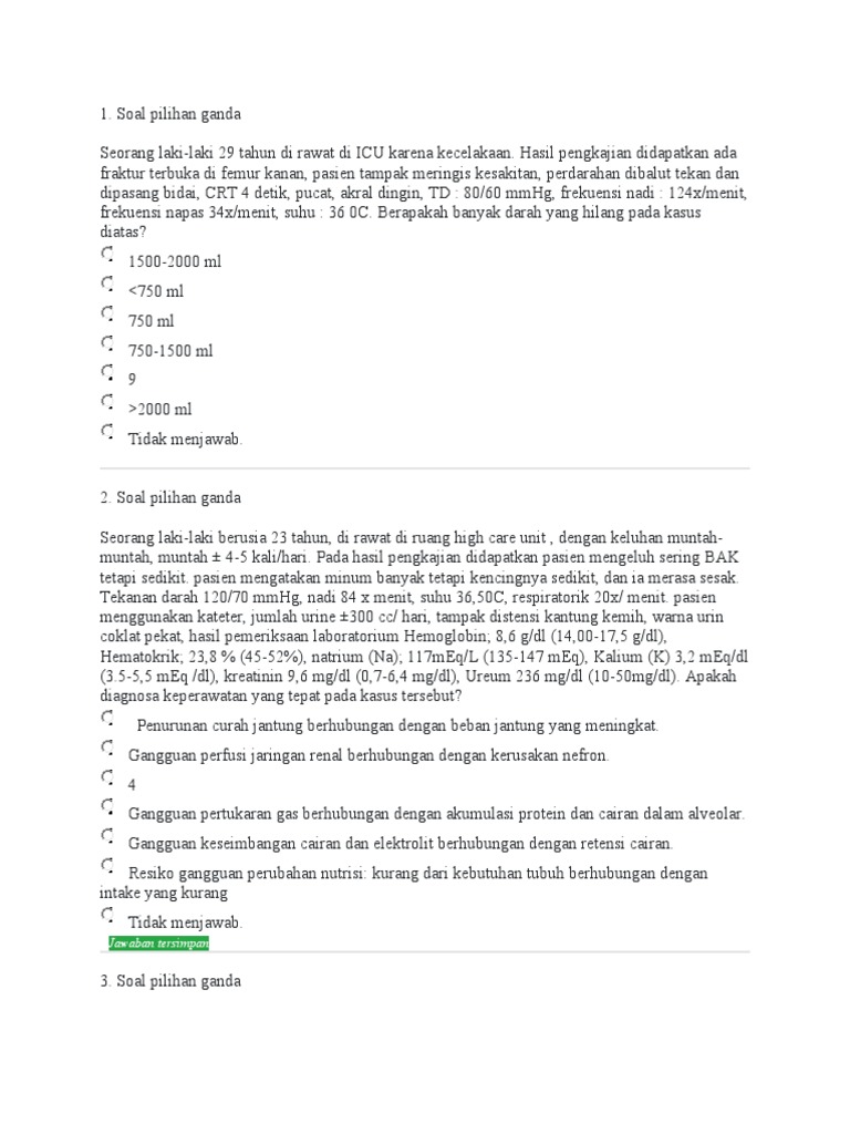 Soal Uts Kep Kritis | PDF