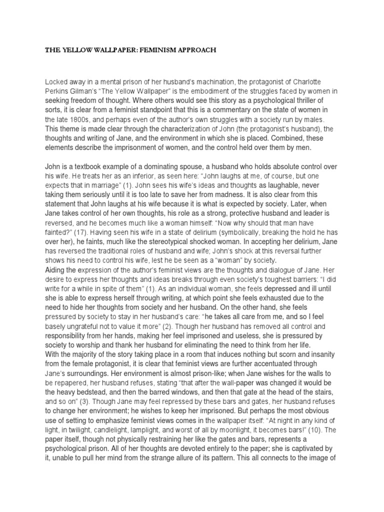 The Yellow Wallpaper - Feminism Approach | PDF | The Yellow Wallpaper ...