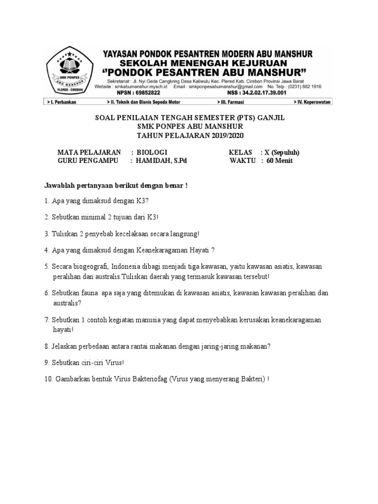 Pts Biologi Hamidah | PDF | Ilmu Sosial | Kesehatan Holistik