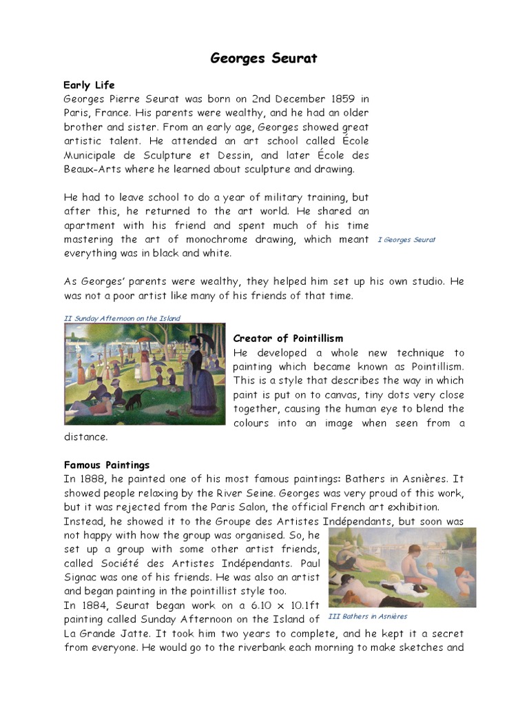 SM1W5 Georges Seurat | Download Free PDF | Paintings | Plastic Arts
