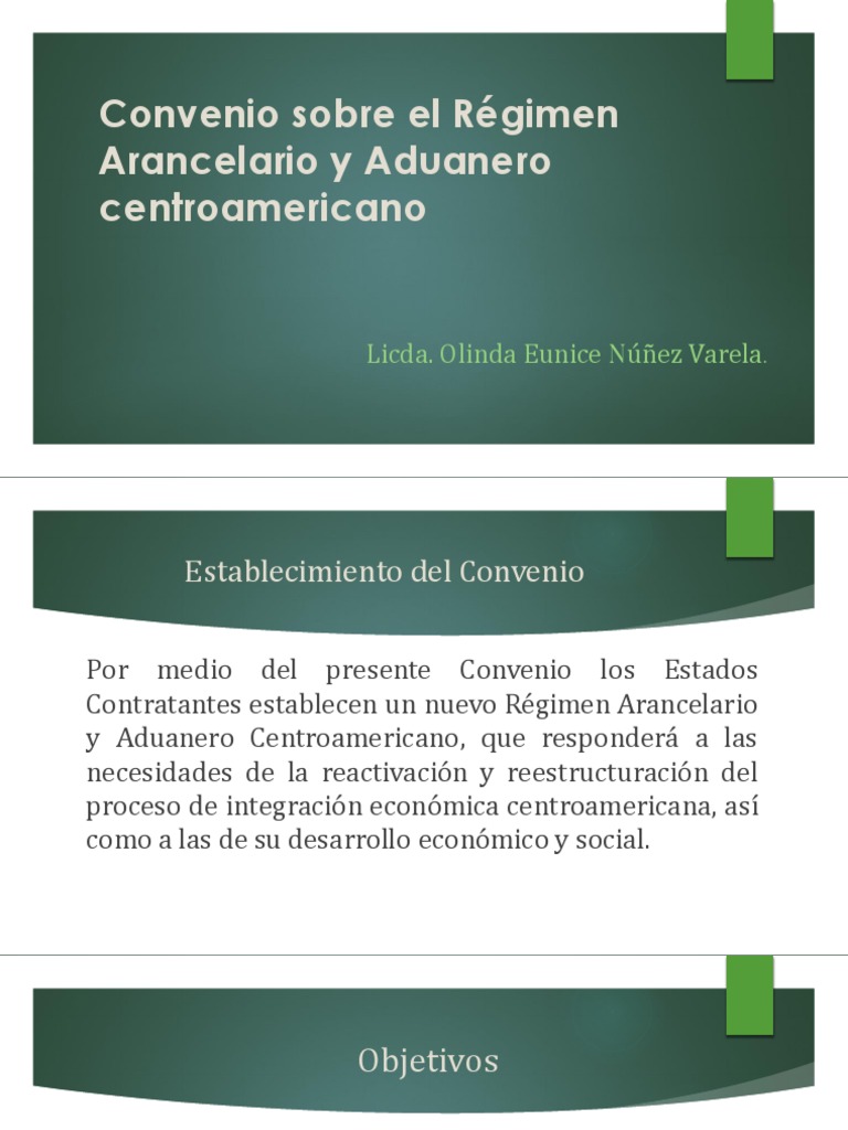 Presentación Del Convenio Sobre El Régimen Arancelario Y Aduanero