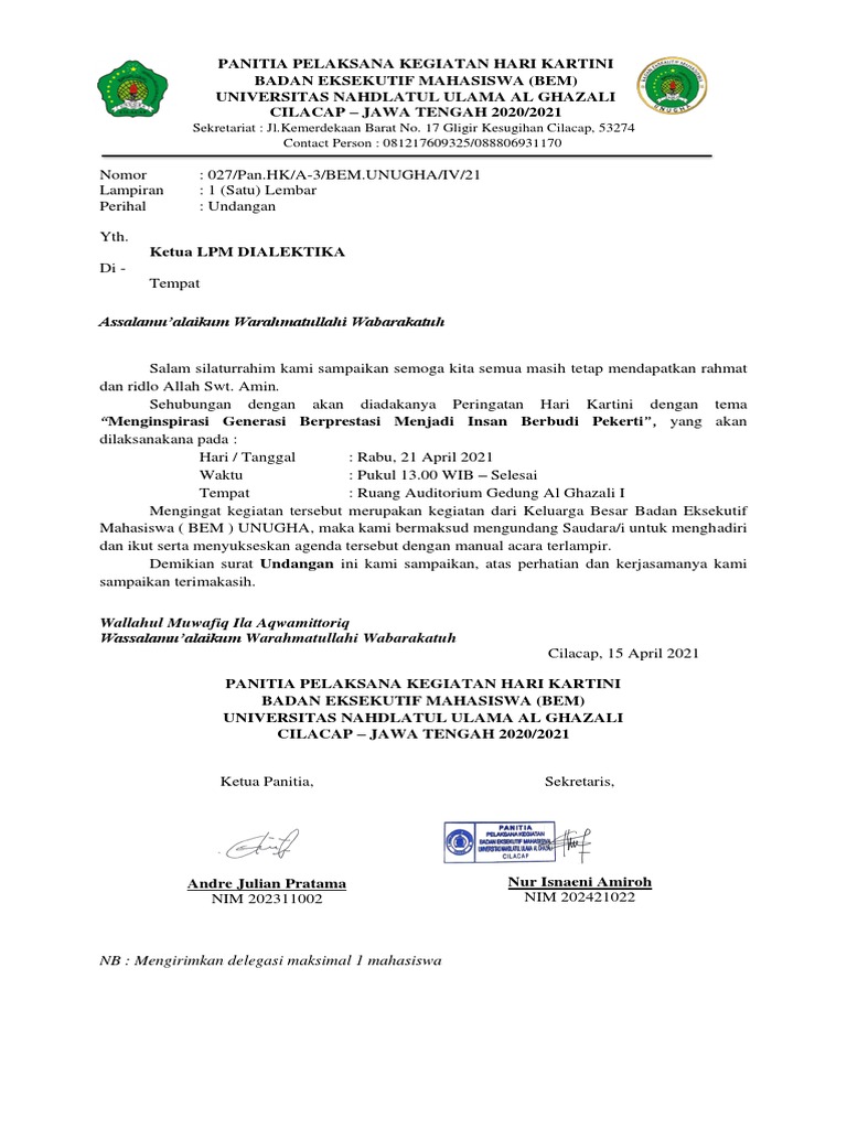 027 Undangan Ketua LPM | PDF