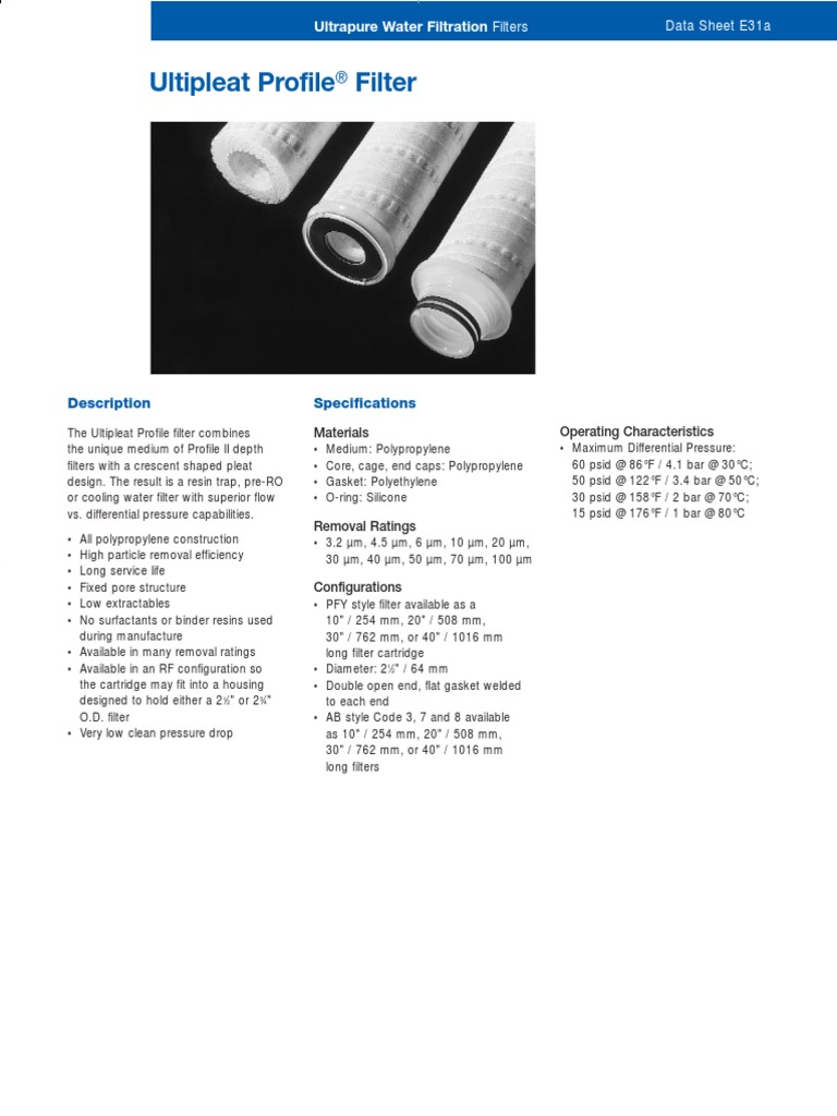 Ultipleat Filters | PDF | Filtration | Chemical Engineering