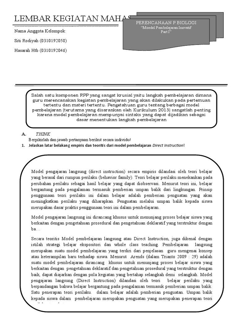LKM Kel.3 Model Pembelajaran Direct Instructions | PDF