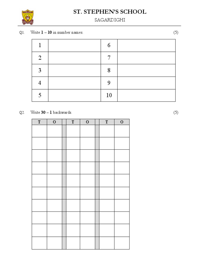 UKG Maths Question Paper Sample | PDF | Teaching Methods & Materials