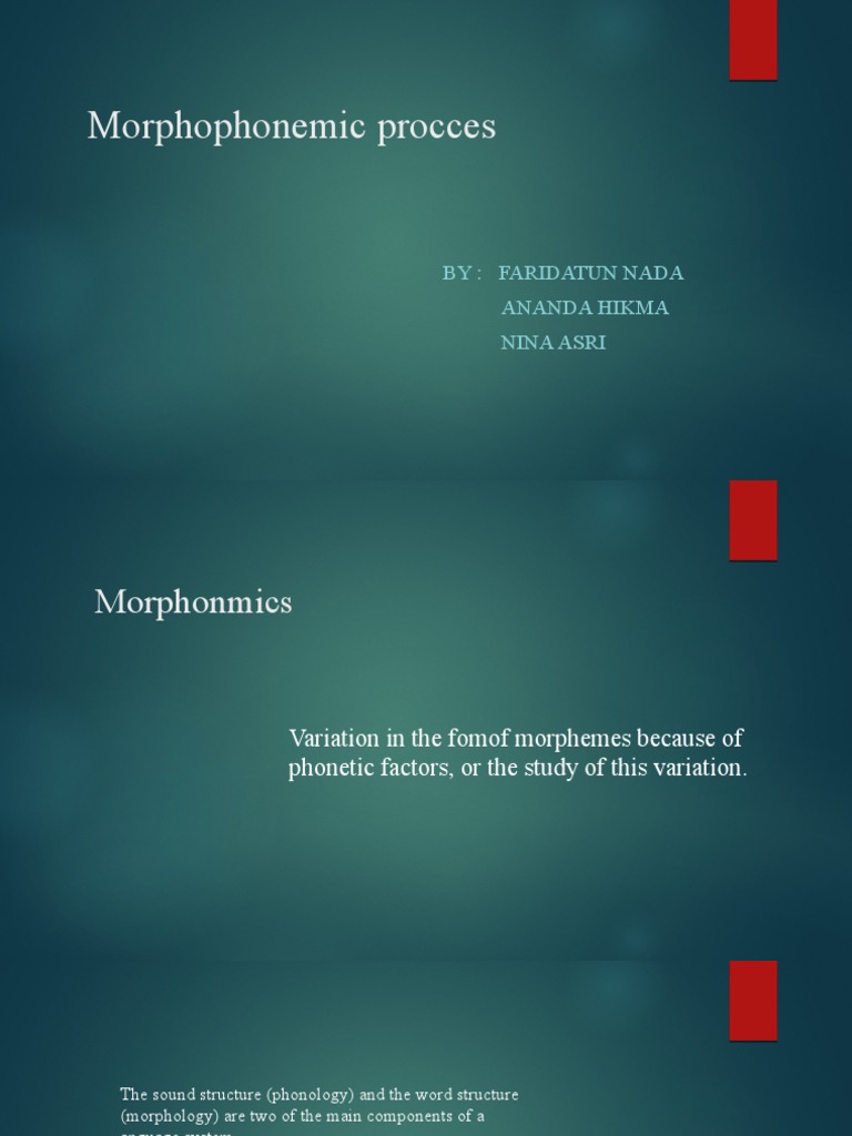 Morphophonemic Procces: By: Faridatun Nada Ananda Hikma Nina Asri | PDF | Morphology ...