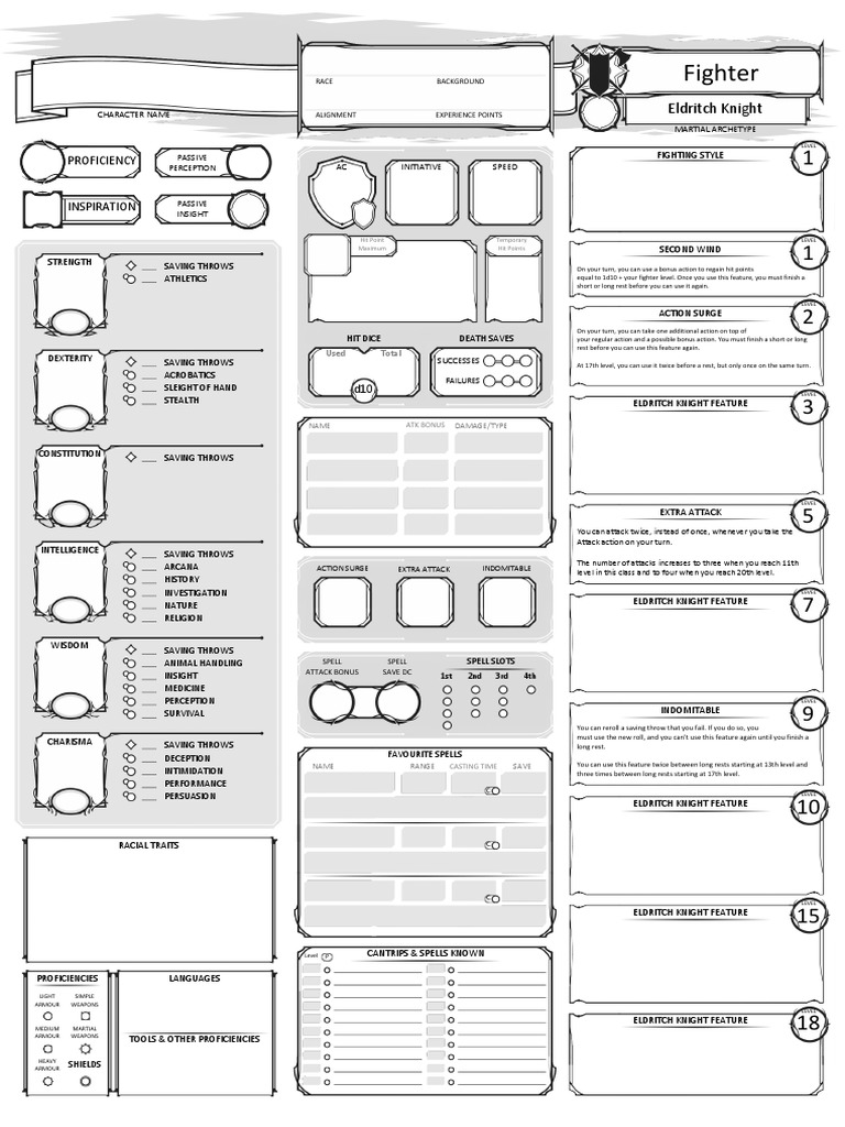 456029-Character Sheet Fighter-Ek Editable | PDF | Dungeons & Dragons ...