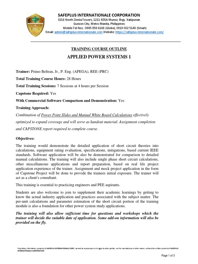 Applied Power Systems 1 APS1 | PDF