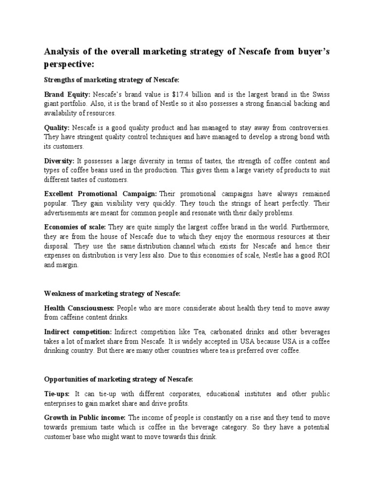 Analysis of The Overall Marketing Strategy of Nescafe From Buyer | PDF ...