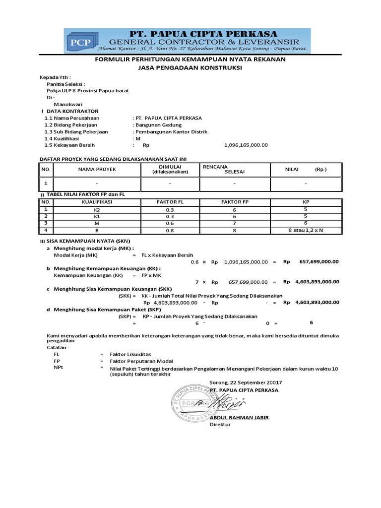 Perhitungan SKN Perusahaan | PDF