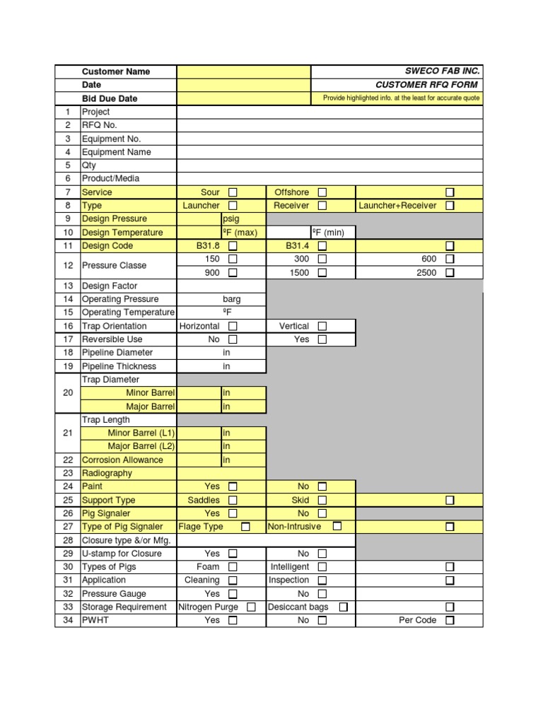 SWECO Fab RFQ for Non-Intrusive Signaler | PDF | Gases | Equipment