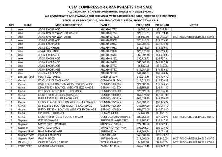 CSM Compressor Crankshafts | PDF