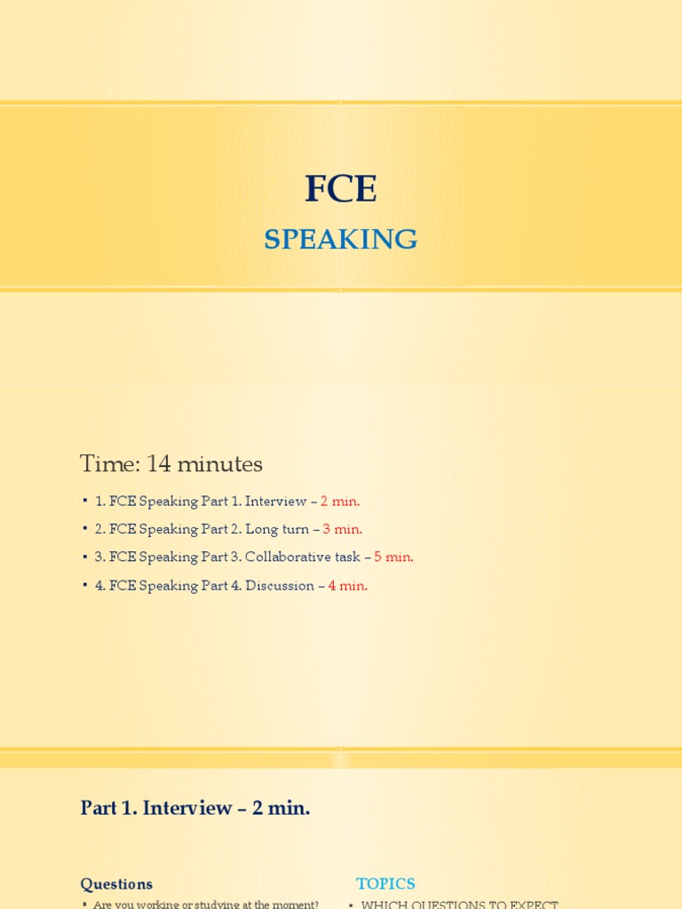 FCE Speaking | PDF | Question