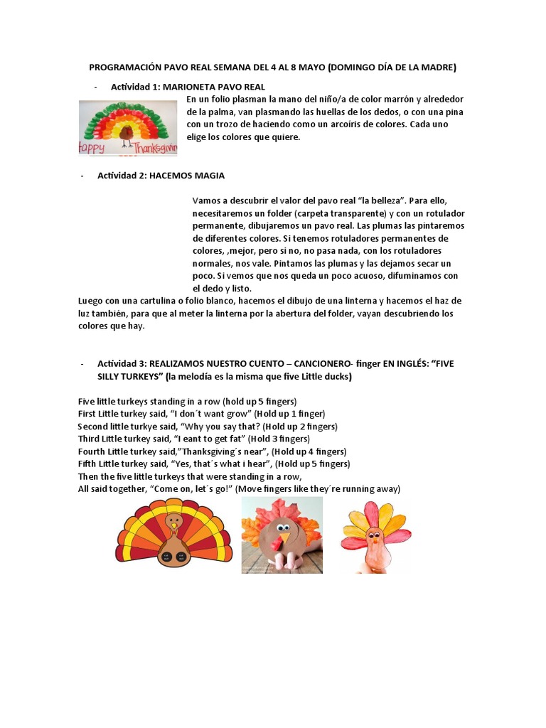 Actividades Creativas con el Pavo Real | PDF | Artes del Lenguaje y ...