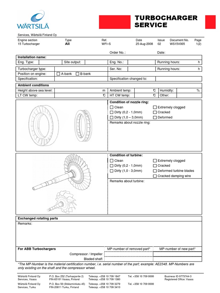 Turbocharger Service: Installation Name | PDF | Turbocharger | Energy ...