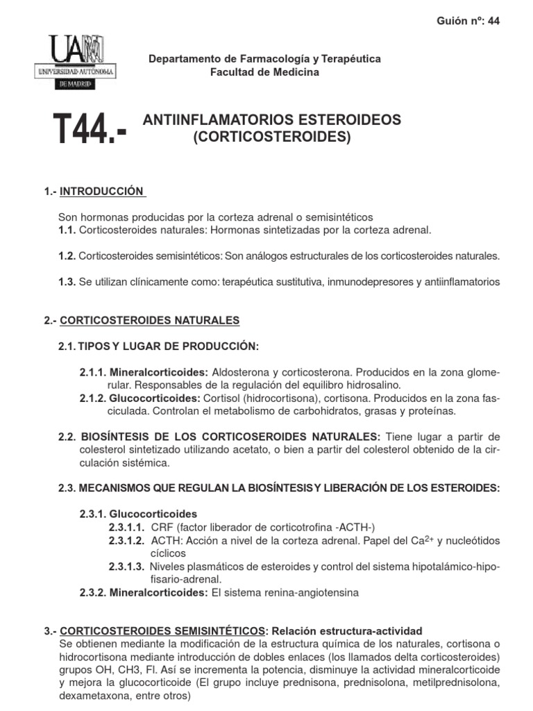 Antiinflamatorios Esteroideos | PDF | Corticosteroides | Glucocorticoides