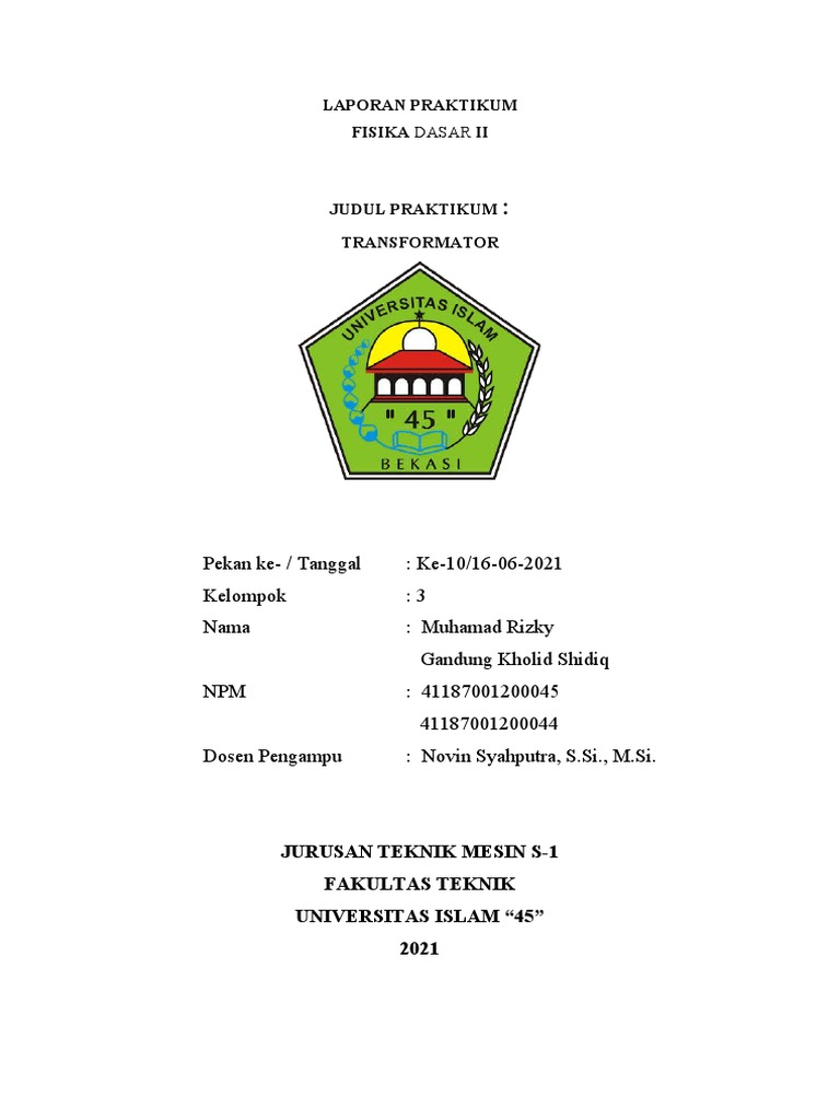Laporan Praktikum Transformator Kelompok 3 | PDF Laporan Praktikum Transformator Kelompok 3 | PDF