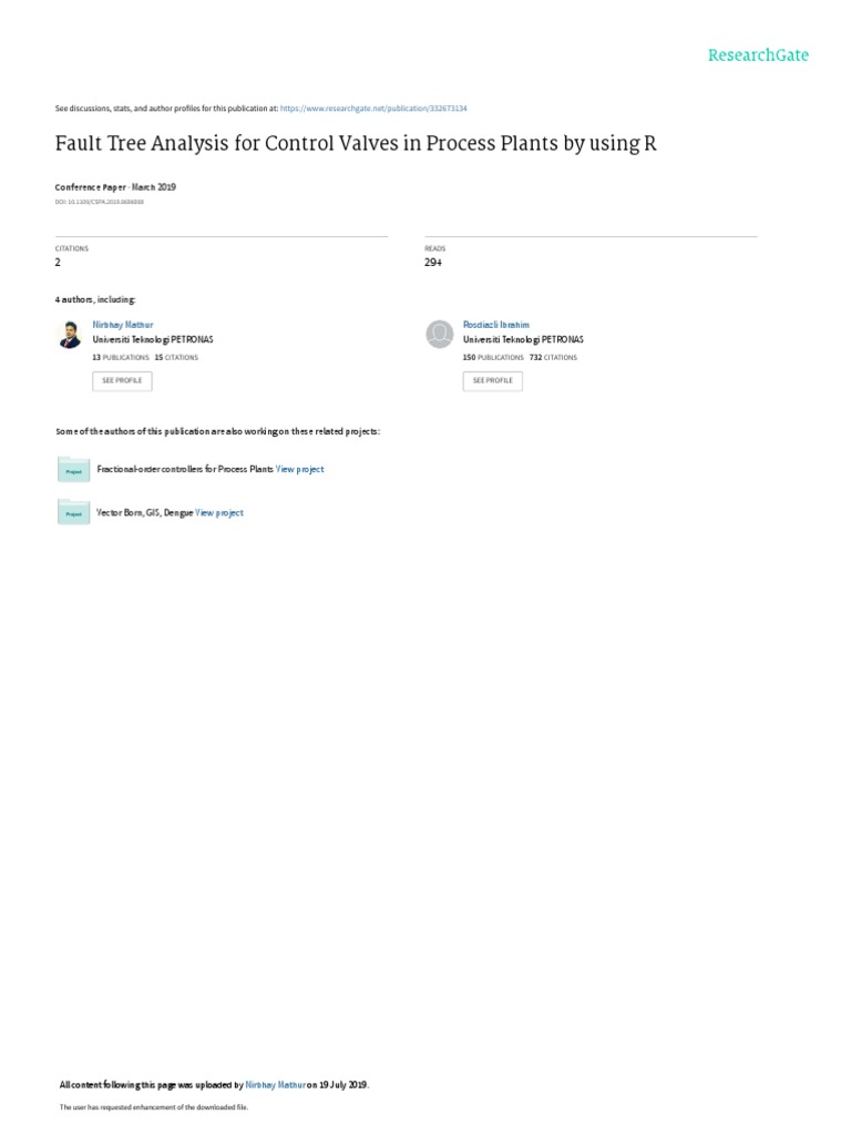 FTA For Control Valves in Process Plants by Using R | PDF | Reliability ...