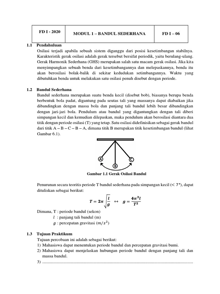 Praktikum Bandul Sederhana: Periode dan Massa | PDF