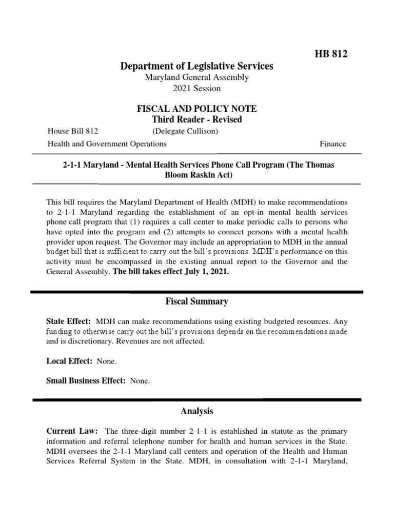 Fiscal and Policy Note Revised | PDF | United States Department Of ...