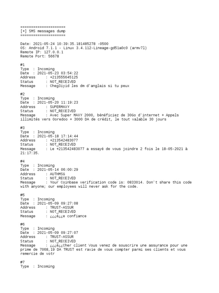 Sms Dump 20210524103934 | PDF | Business | Computing And Information Technology