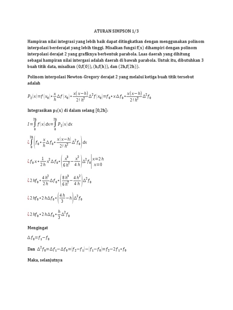 Aturan Simpson 1/3 dalam Integrasi | PDF