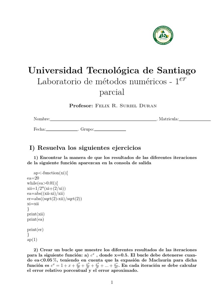 Examenes de Lab de Metodos Numericos | PDF