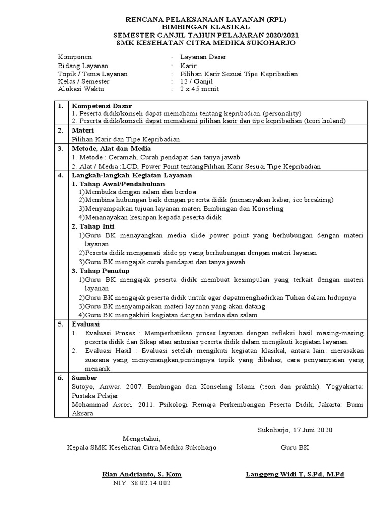 RPL Pilihan Karir Sesuai Tipe Kepribadian Ganjil | PDF