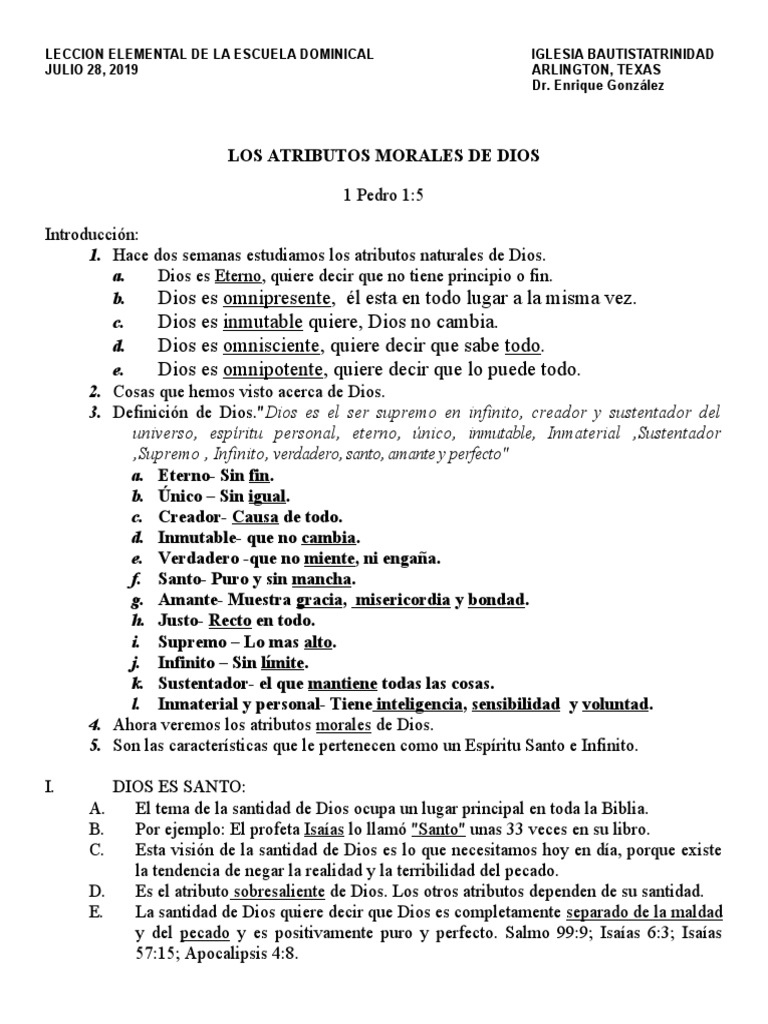 Lecci N 4 LOS ATRIBUTOS MORALES DE DIOS | PDF | Gracia en el cristianismo | Dios