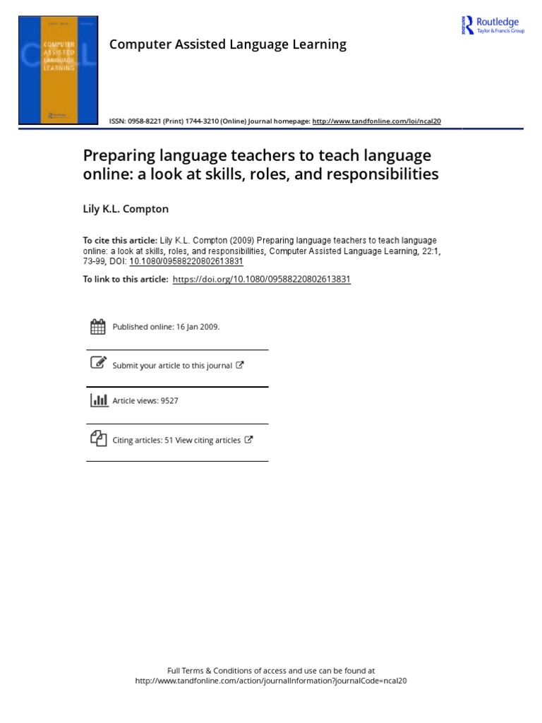 Preparing Language Teachers To Teach Language Online A Look at Skills ...