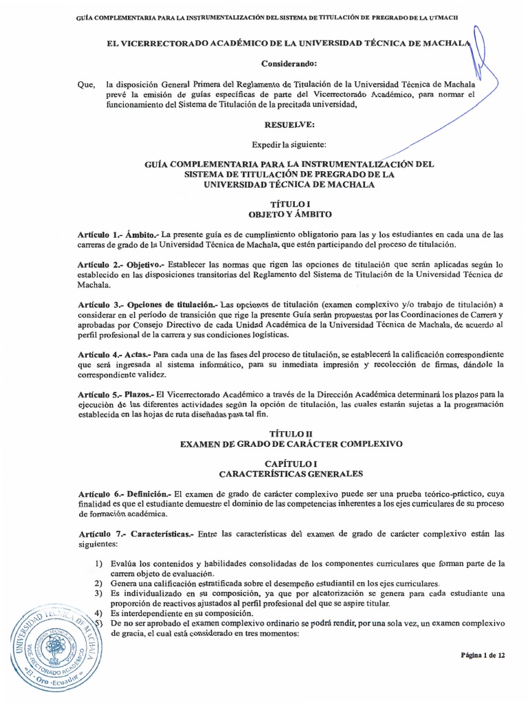 Guia Complementaria para La Instrumentalizacion Del Sistema de Titulacion de Pregrado de La ...