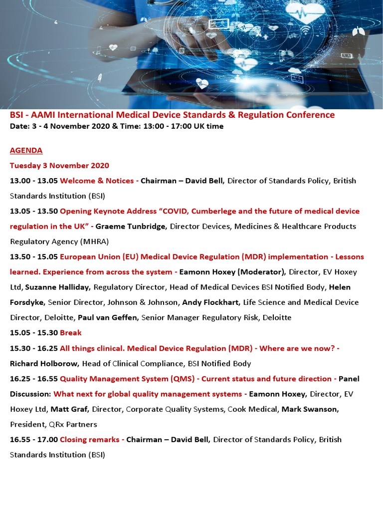 BSI - AAMI International Medical Device Standards & Regulation Conference | PDF | Medical Device ...