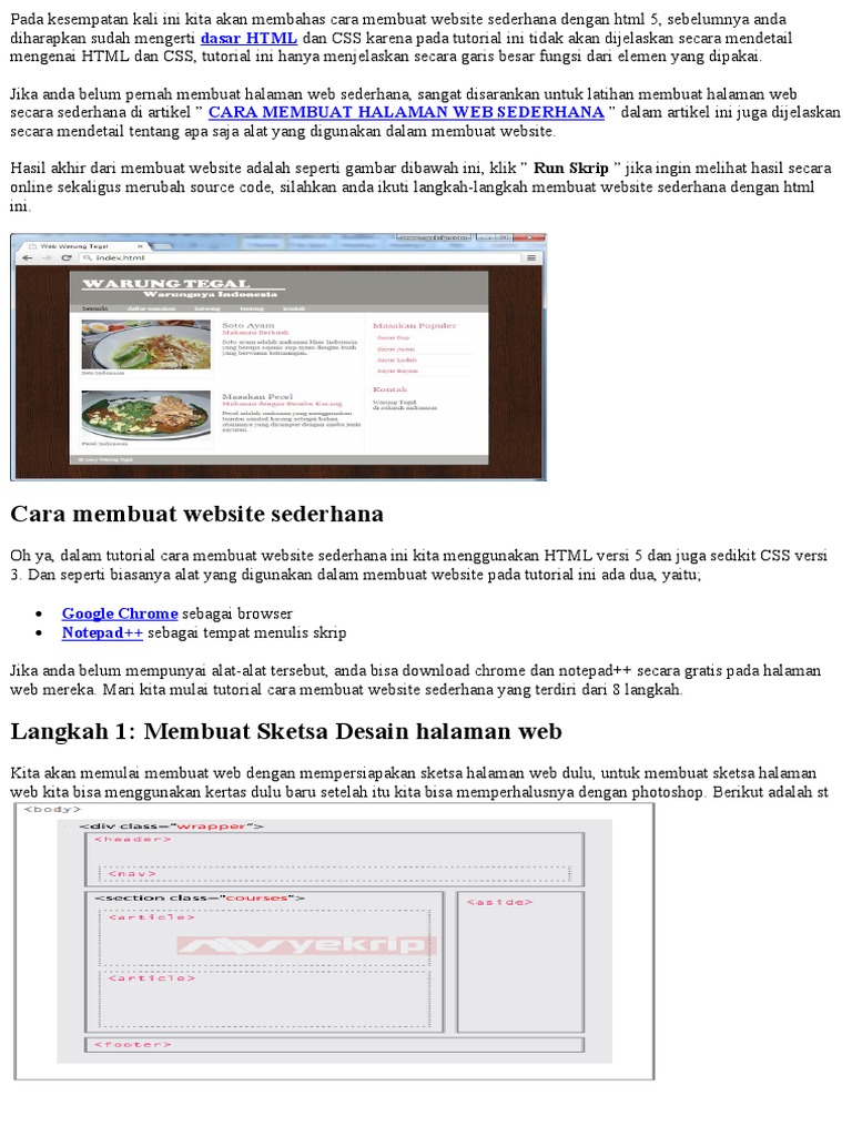 Contoh SCRIPT Pembuatan WEBSITE Sederhana | PDF