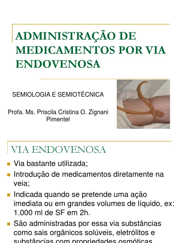 Administração de Medicamentos Por Via Endovenosa PDF | PDF | Veia | Solução