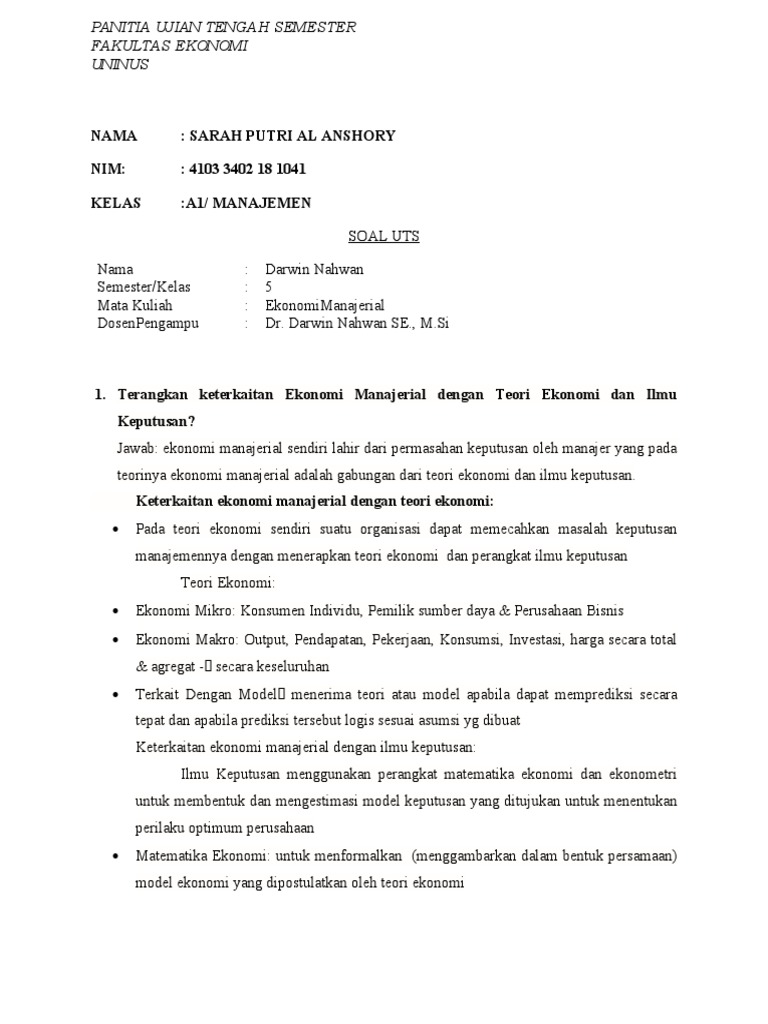 Uts Sarah | PDF | Bisnis