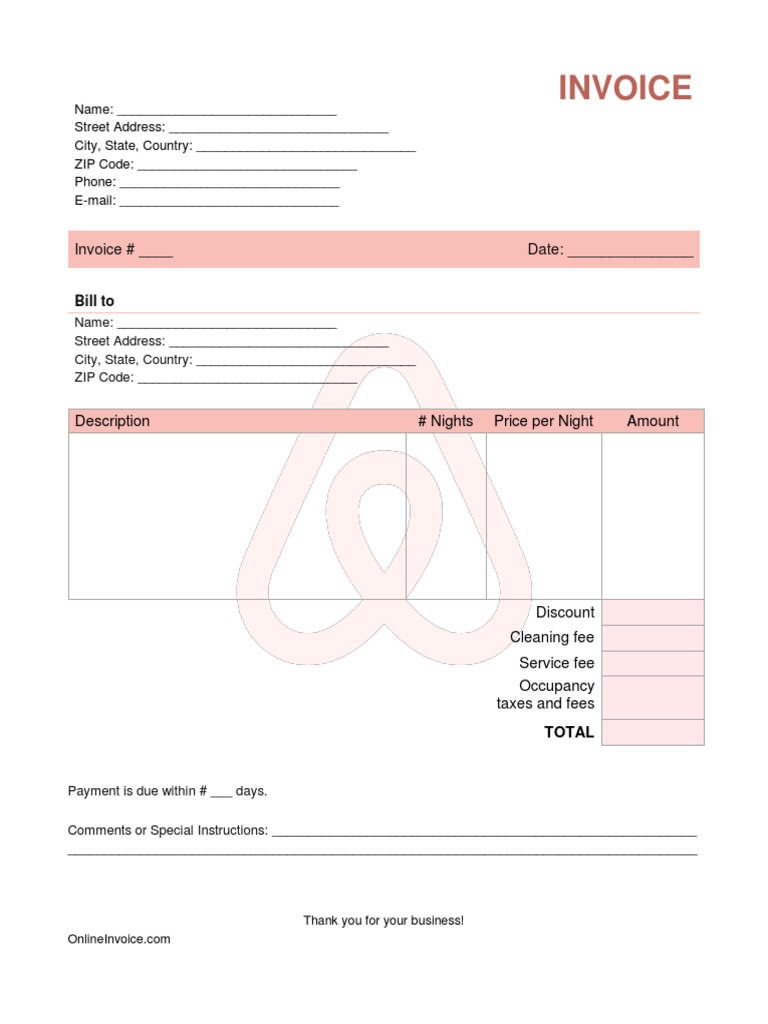 Airbnb Invoice Template Sample | PDF | Finance & Money Management