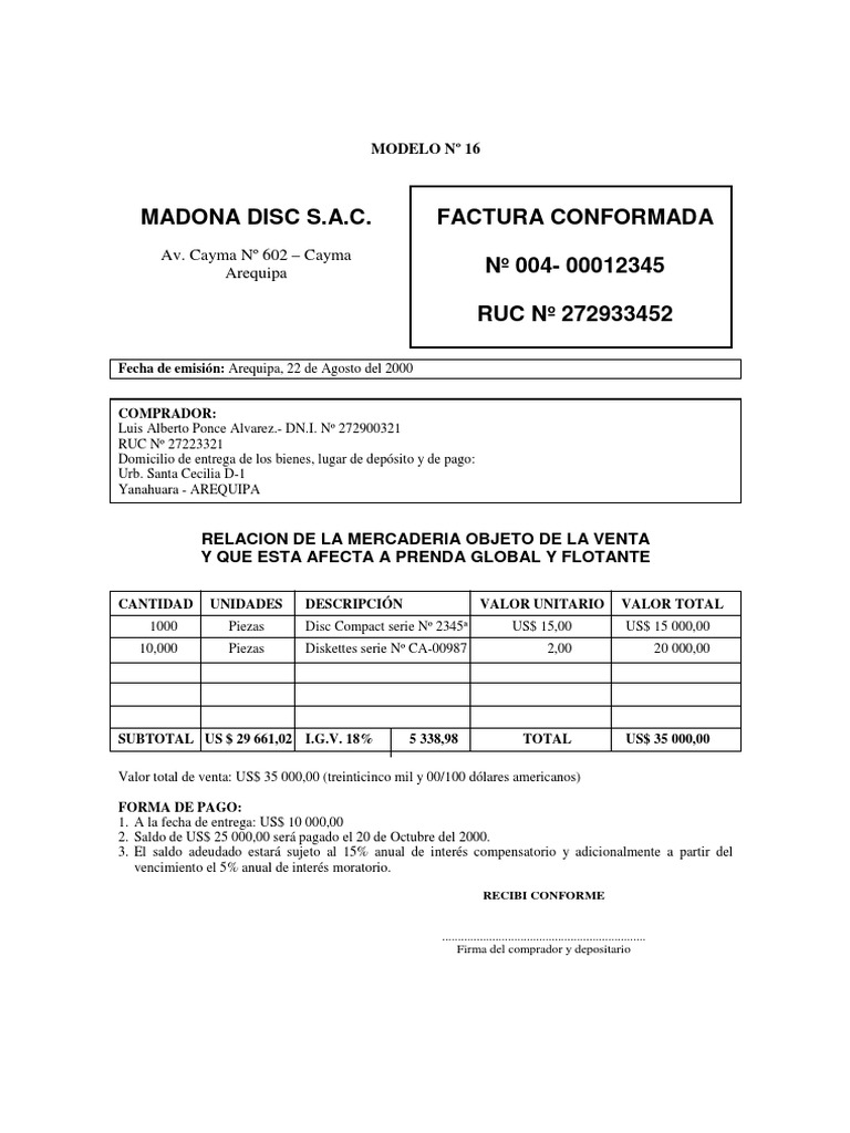 Factura Conformada Completada | PDF